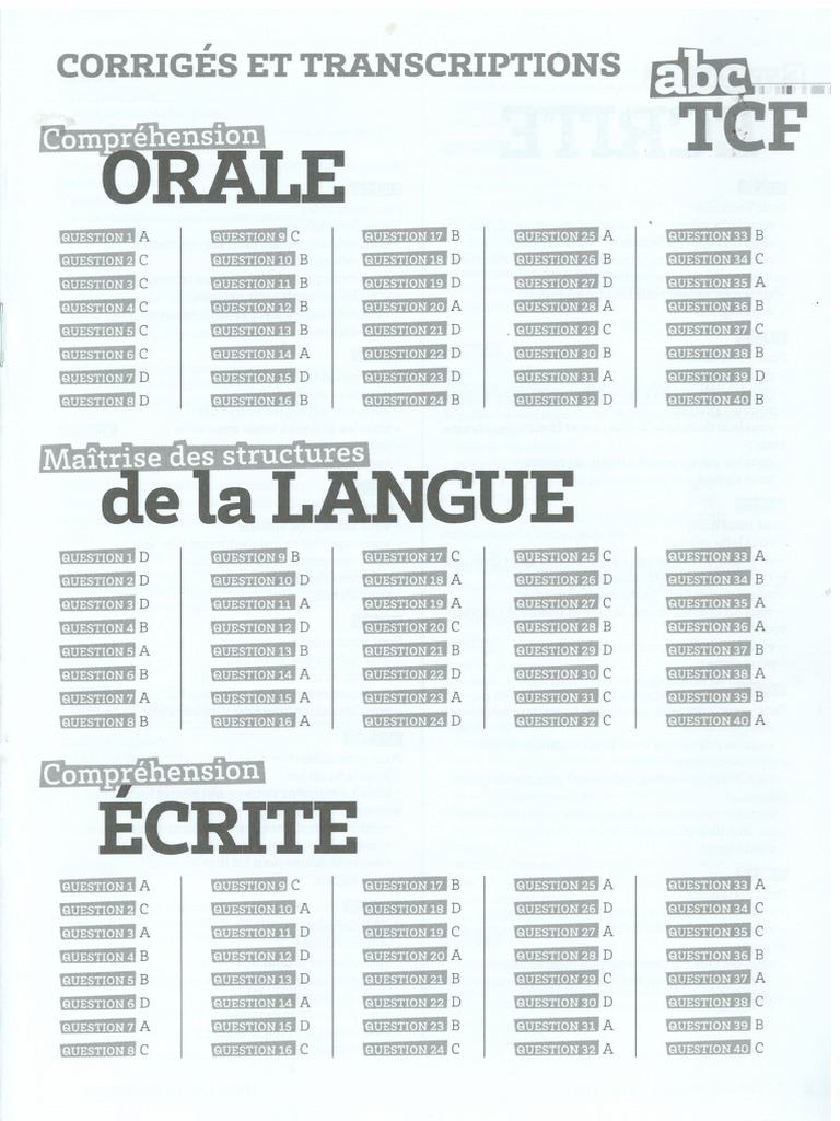 TCF ABC Corriges PDF | PDF