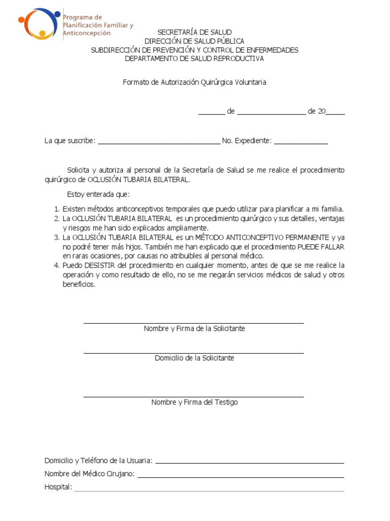 Hoja de Consentimiento de Otb | PDF