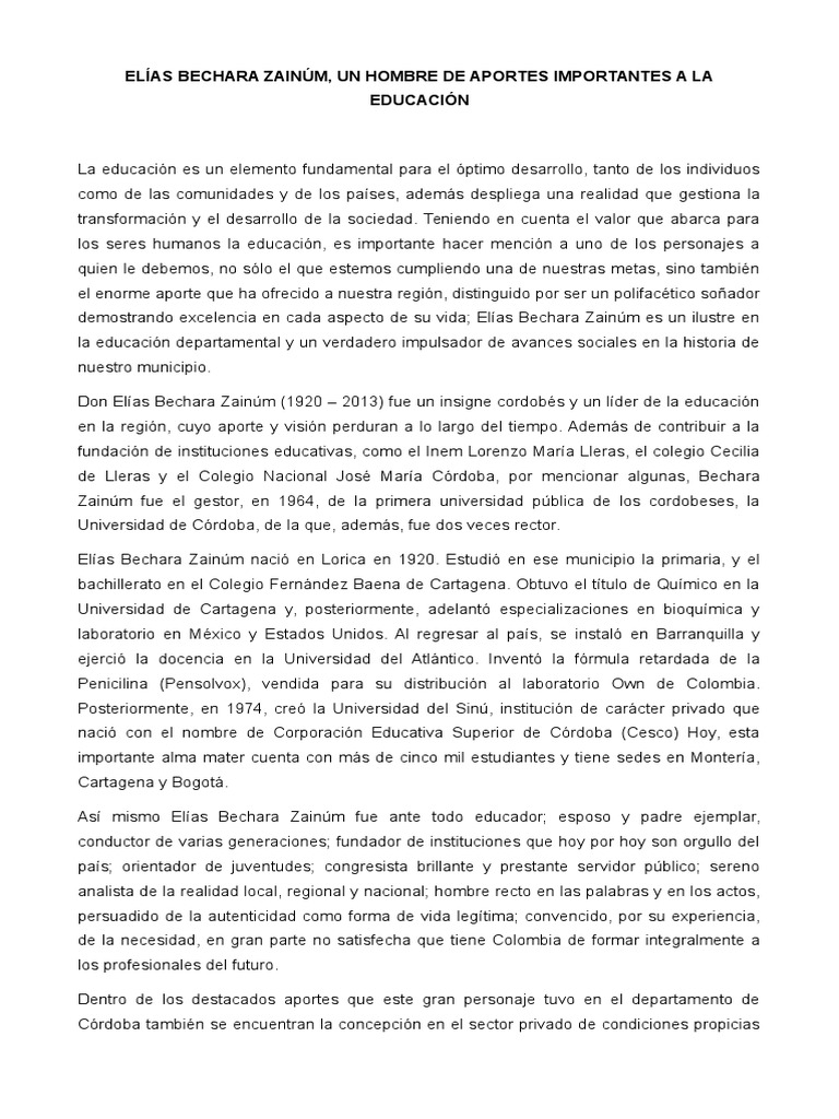 Elías Bechara Zainúm | PDF | Universidad | Bogotá