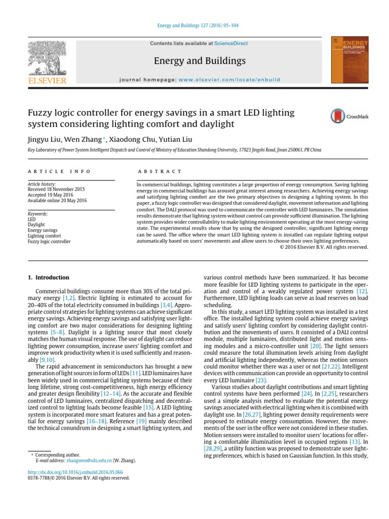 Fuzzy Logic Controller For Energy Savings in A Smart LED Lighting | PDF ...