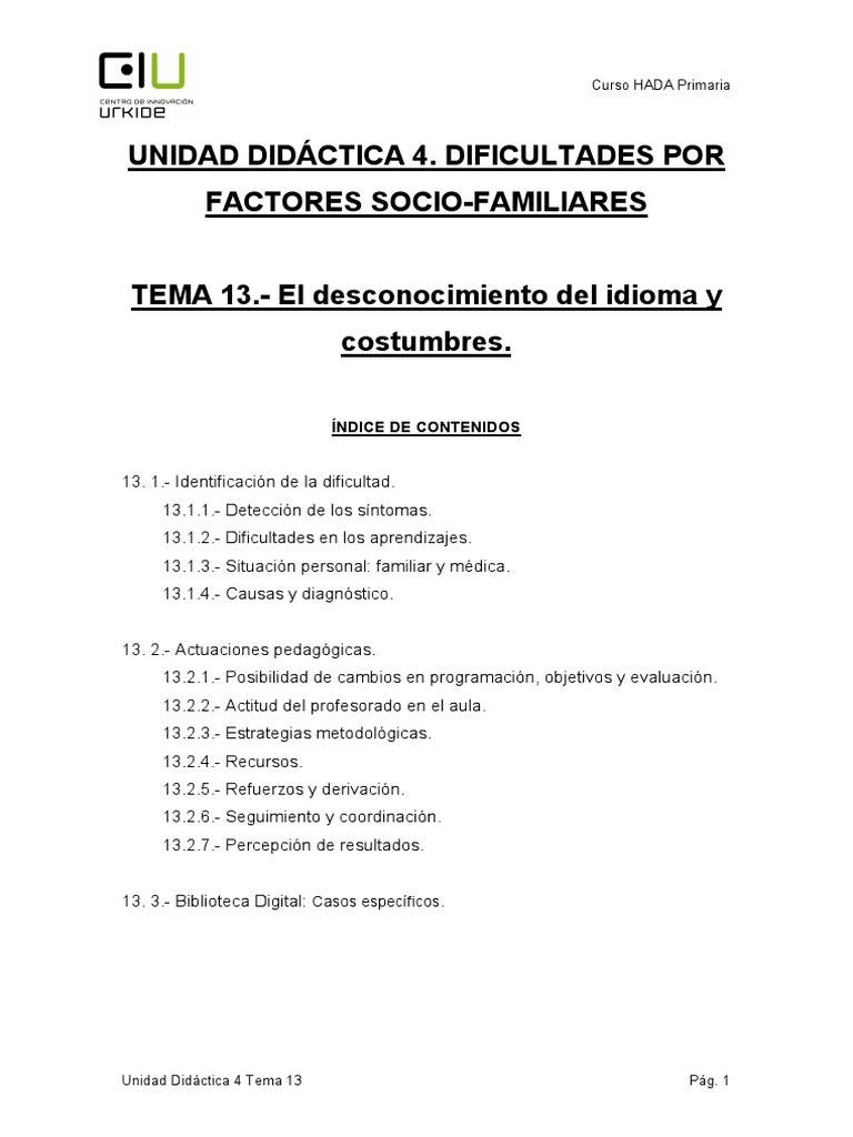 Desconocimiento del idioma en alumnos inmigrantes | PDF | Educación ...