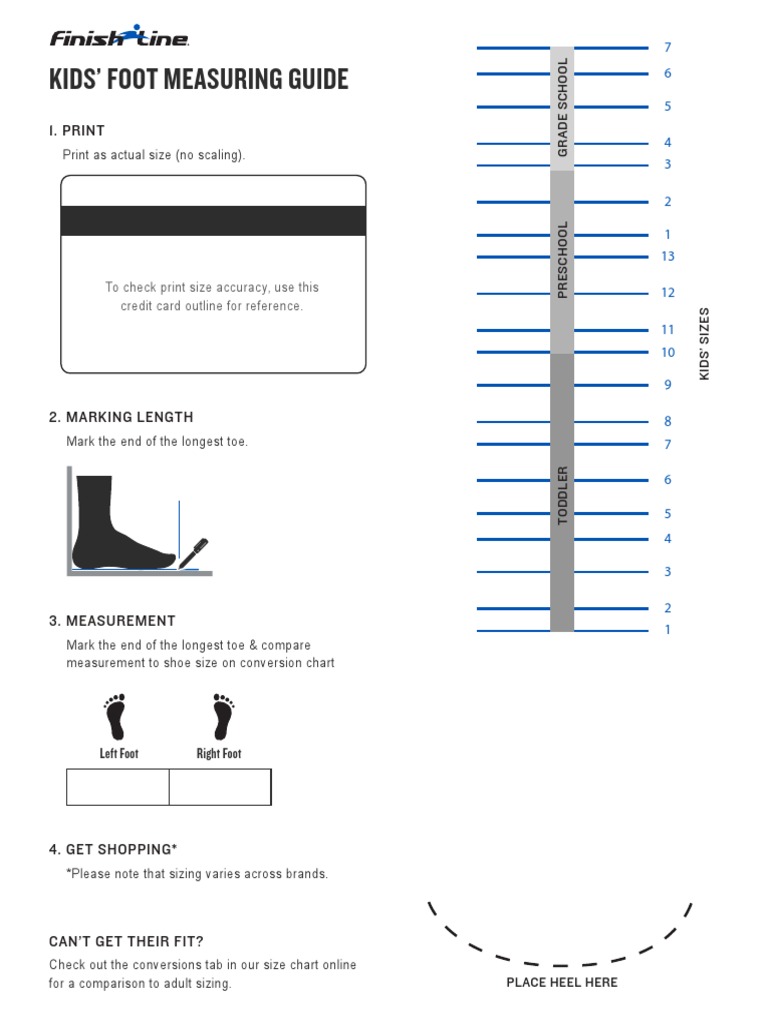 Kids' Foot Measuring Guide: 1. Print | PDF