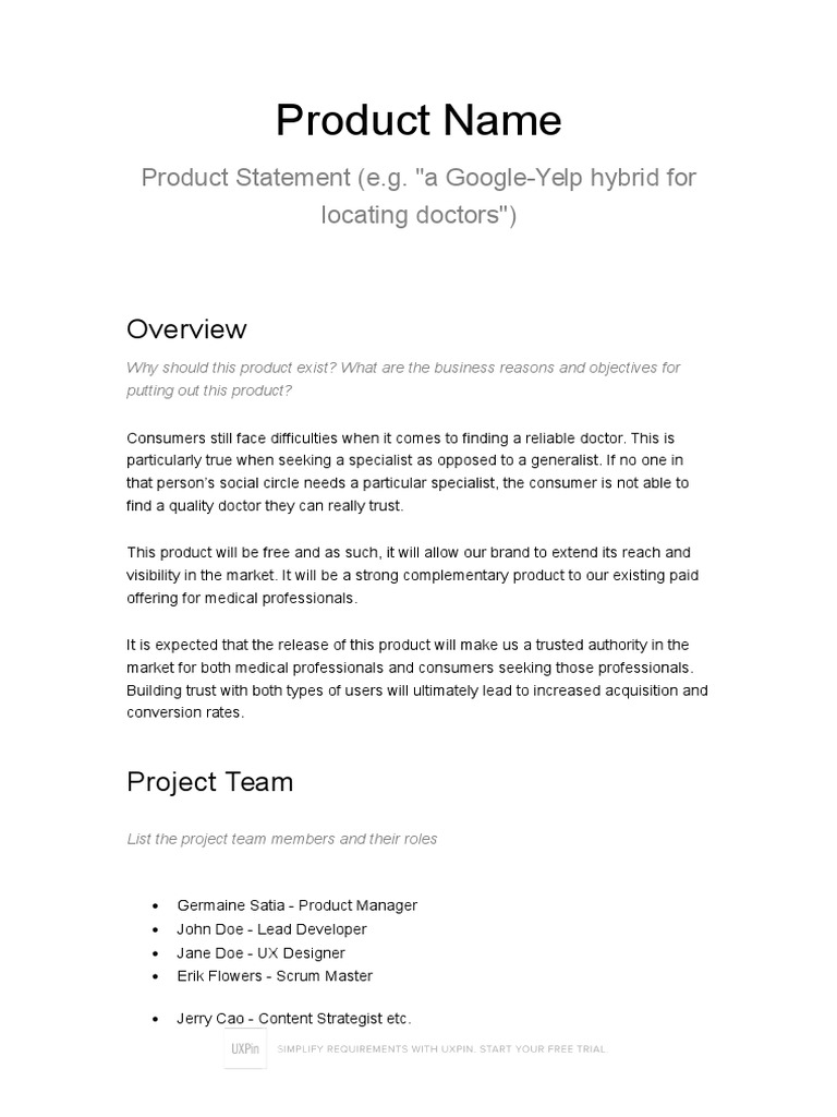 Product Requirements Document Template | Target Audience | Business