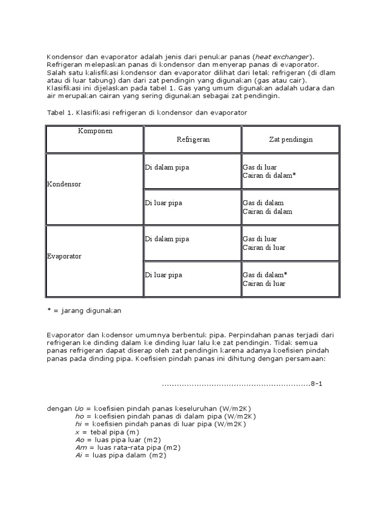 Perbedaan Kondensor dan Evaporator | PDF