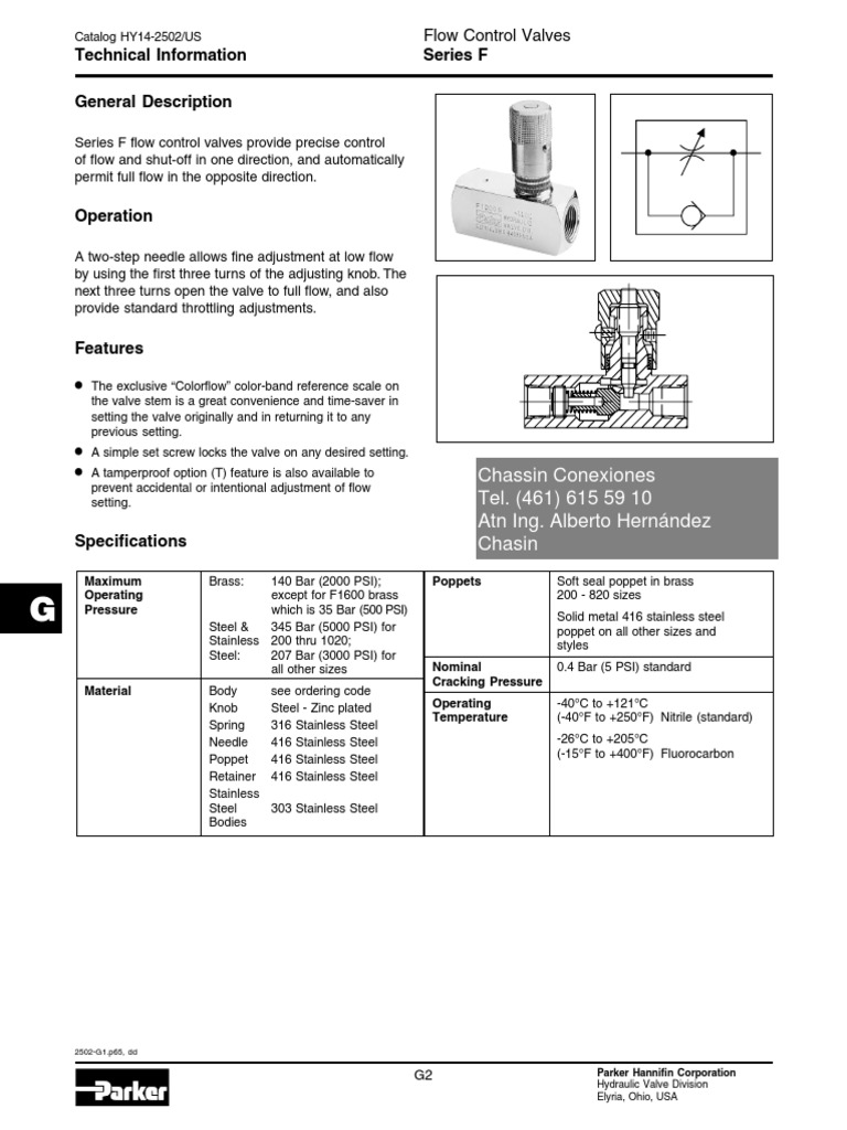 Parker Series F Flow Control Valves | PDF | Valve | Gas Technologies