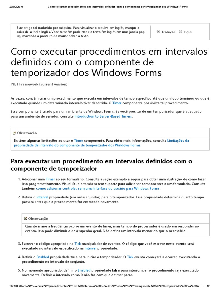 Como Executar Procedimentos em Intervalos Definidos Com o Componente de ...