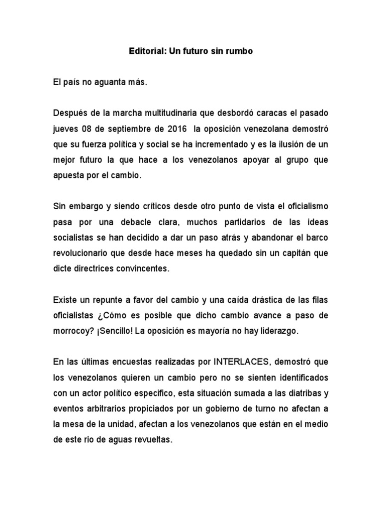 Ejemplo de Editorial Radiofónico | PDF