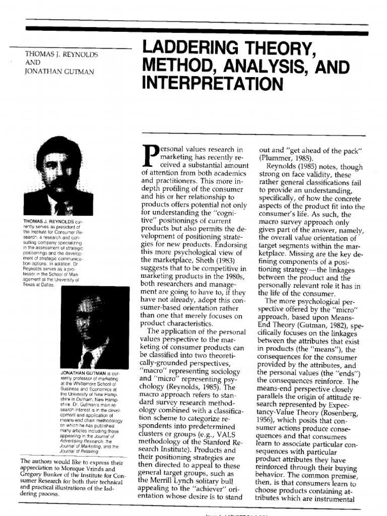 Reynolds and Gutman Laddering Article PDF | PDF | Qualitative Research ...