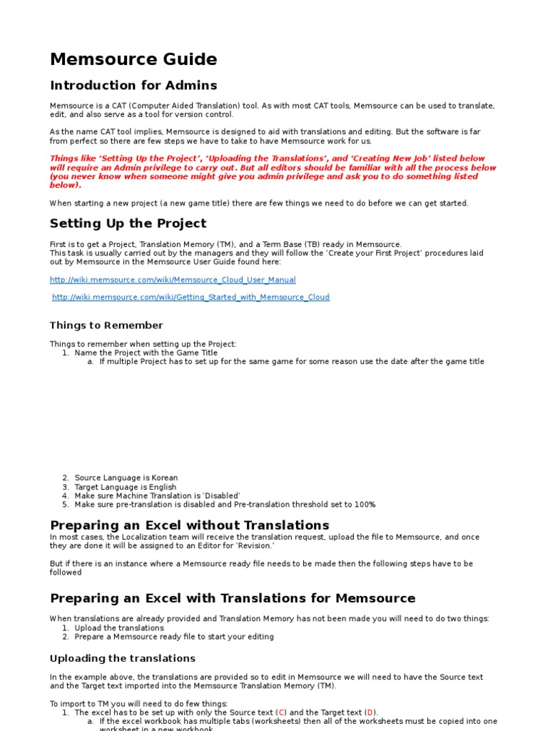 Memsource Guide | PDF | Translations | Microsoft Excel