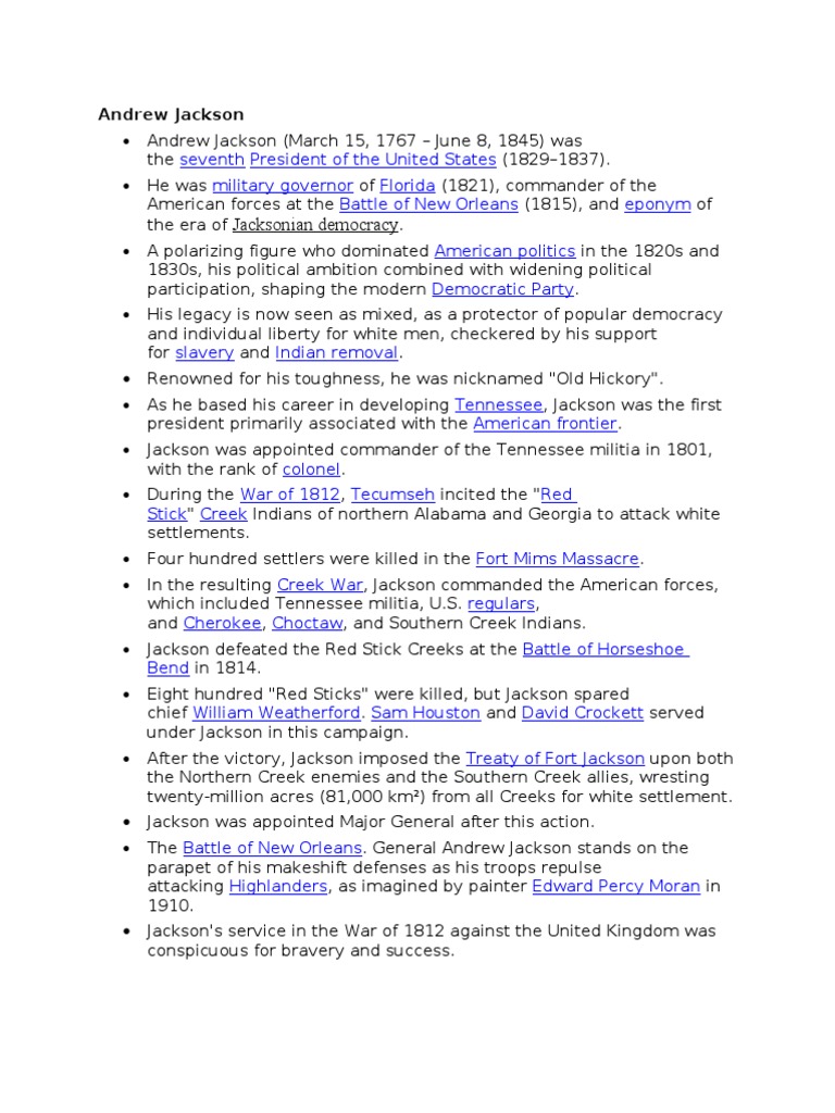 Andrew Jackson | PDF | Andrew Jackson | Muscogee