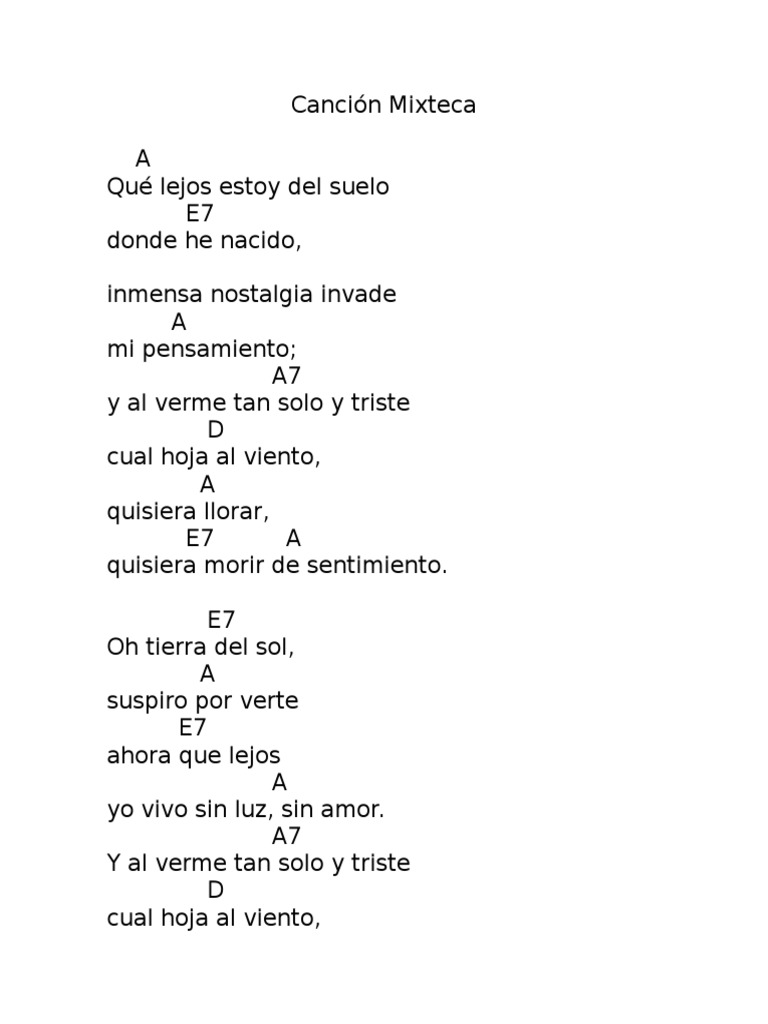 Canción Mixteca: Nostalgia y Sentimiento | PDF | Naturaleza