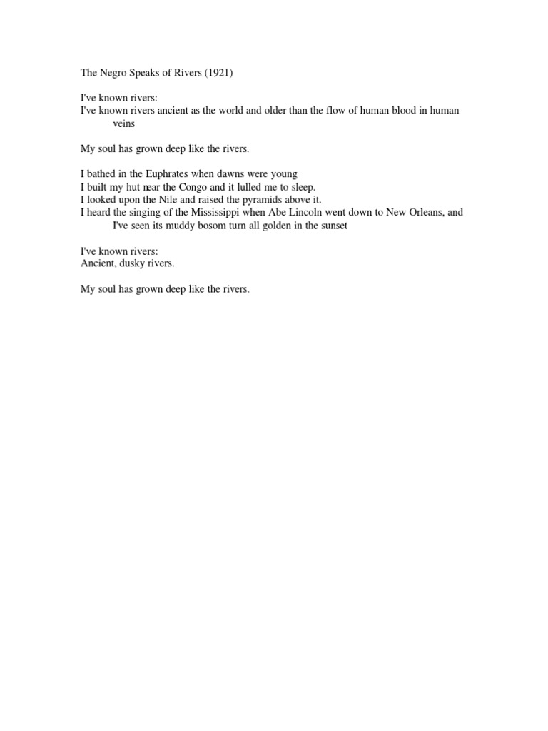 The Negro Speaks of Rivers Analysis | PDF | Poetry