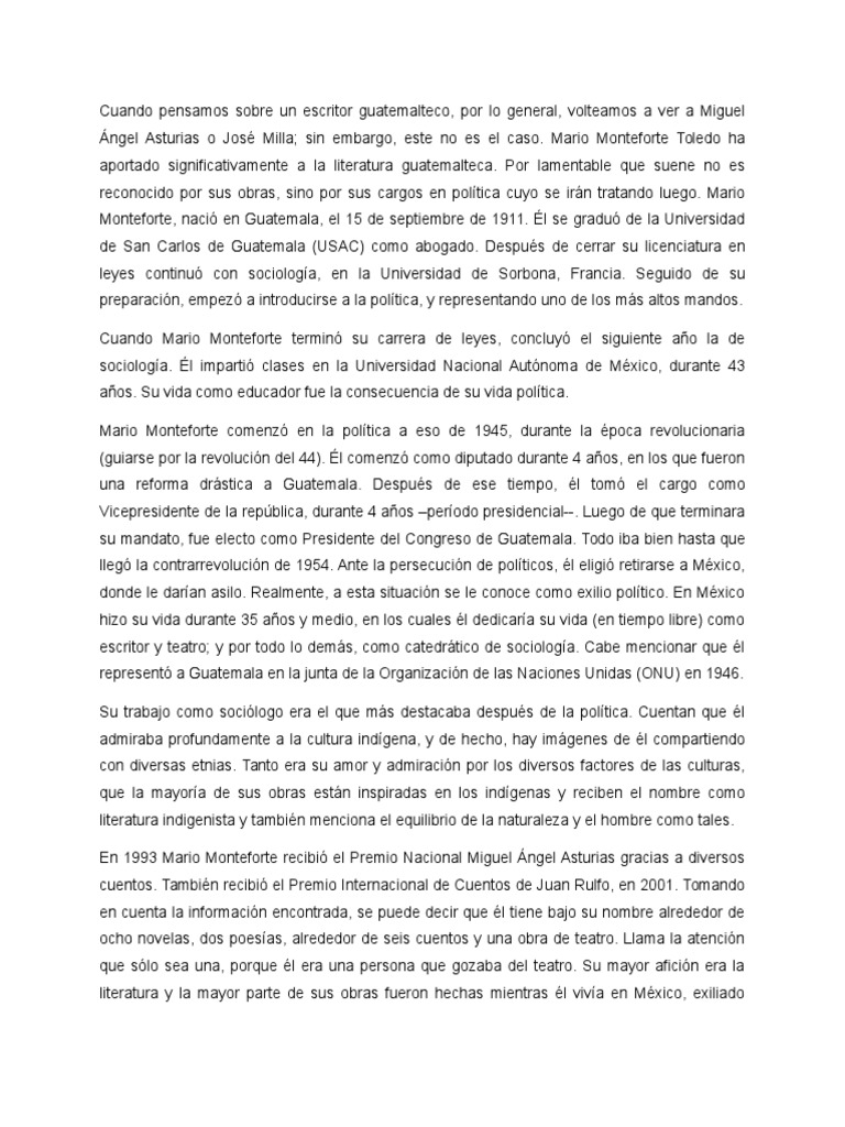 La vida y obra literaria de Mario Monteforte Toledo: un escritor ...