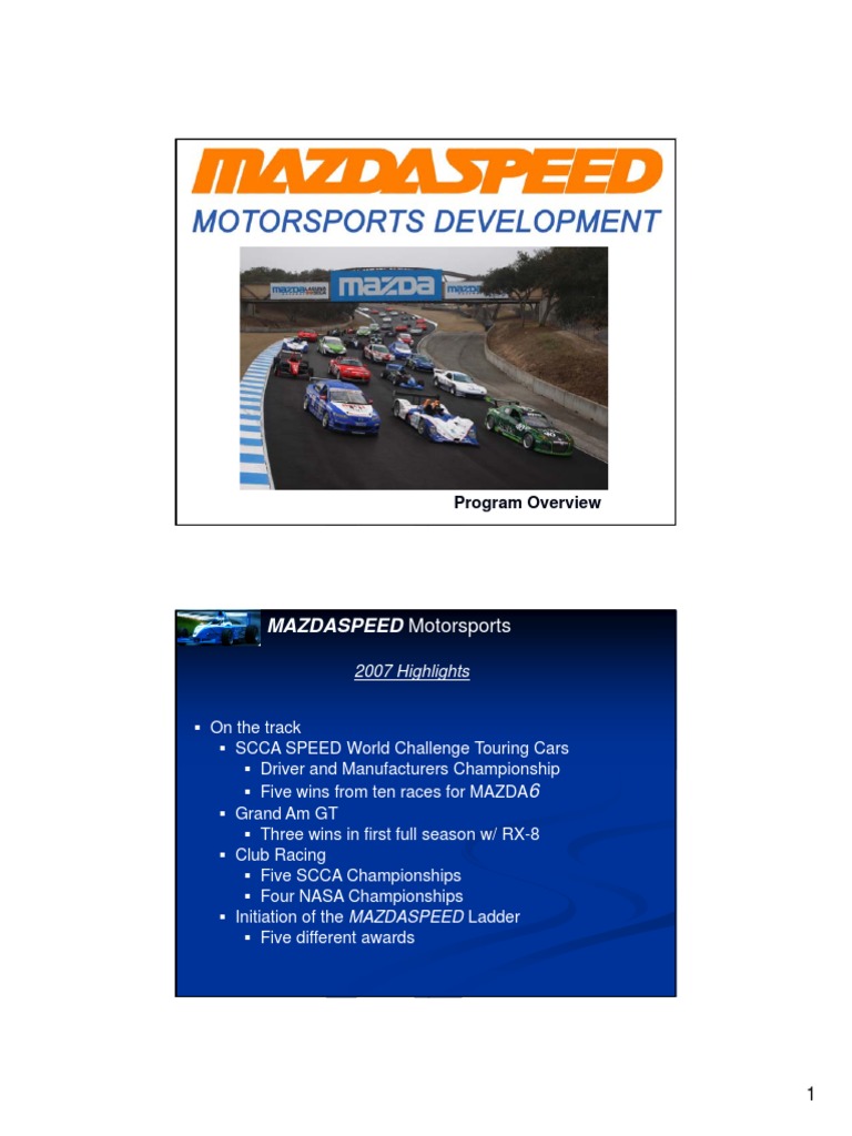 MAZDASPEED Overview - Oct 2008 - Short Version | PDF | Auto Racing ...