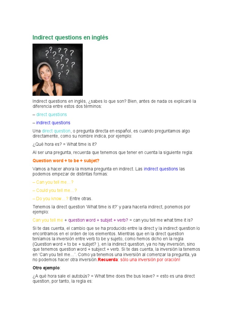 Indirect Questions en Inglés | PDF