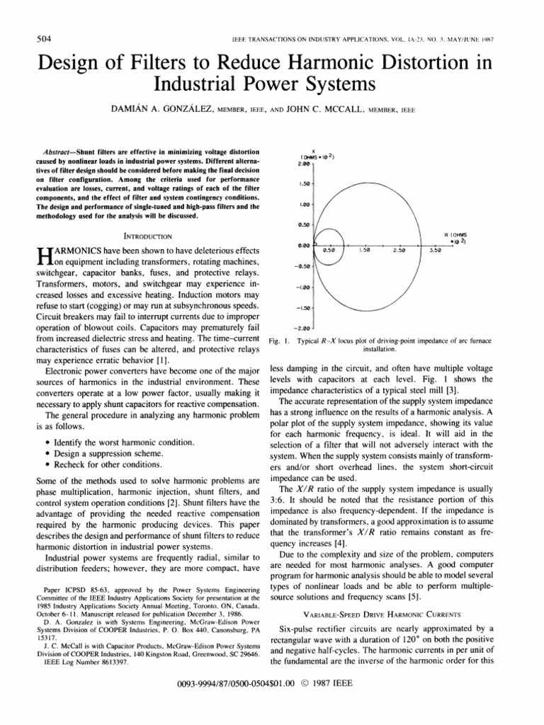 Design of Filters To Reduce Harmonic Distortion in | PDF | Electronic ...