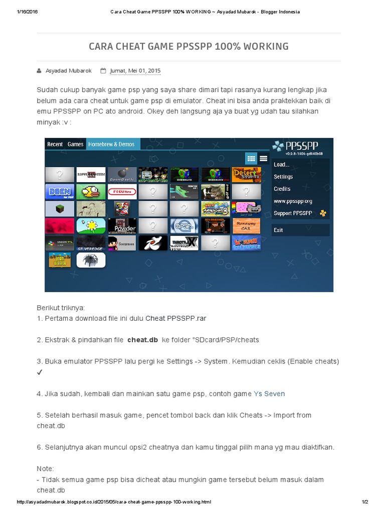 Cara Cheat Game PPSSPP | PDF