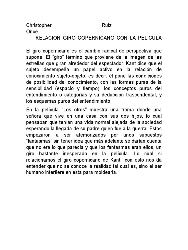 Giro Copernicano | PDF | Immanuel Kant | Conocimiento