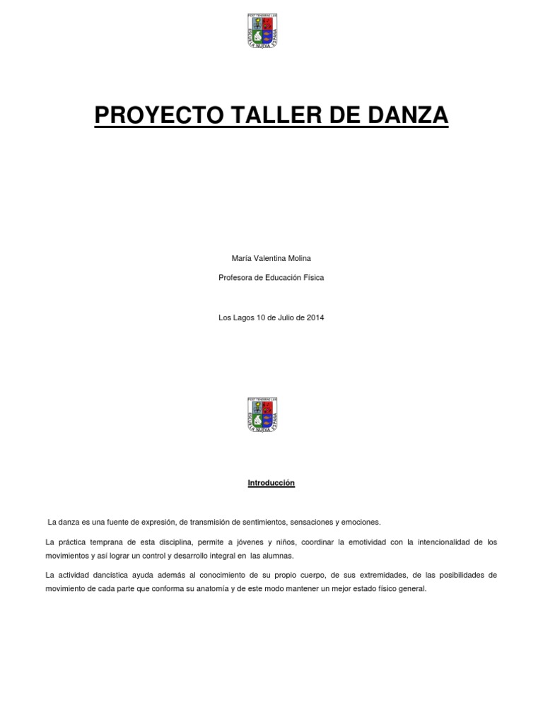 Proyecto Taller de Danza 2014 Ejemplo PDF | PDF | Bailes | Cognición