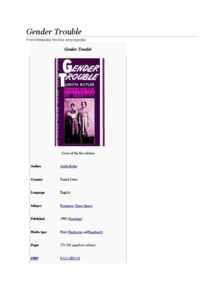 Gender Trouble: Judith Butler's Groundbreaking Theory of Gender Performativity and the Social ...