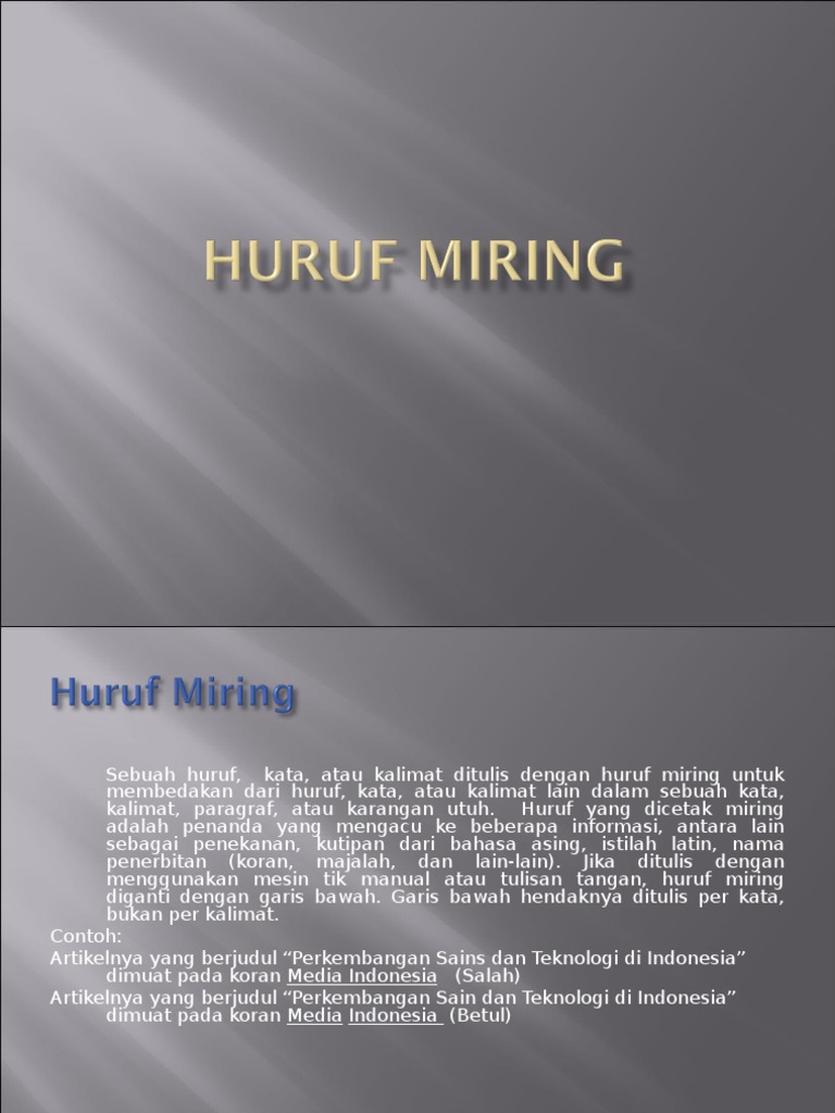 Penulisan Huruf Miring | PDF