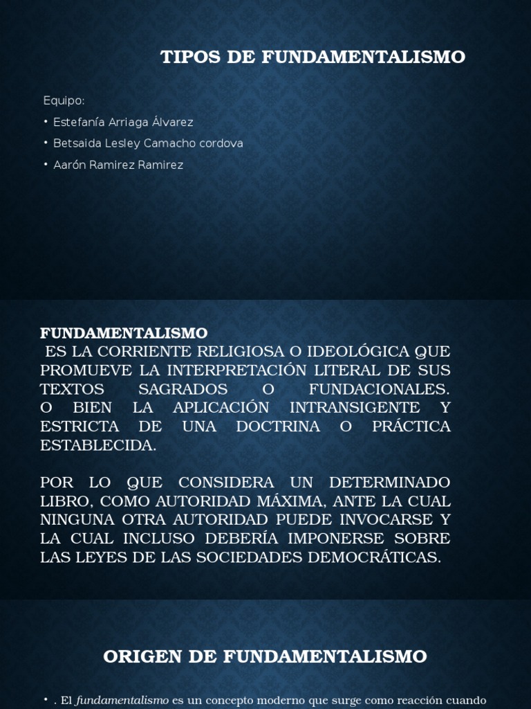 Tipos de Fundamentalismo | PDF | Fundamentalismo | Teorías filosóficas