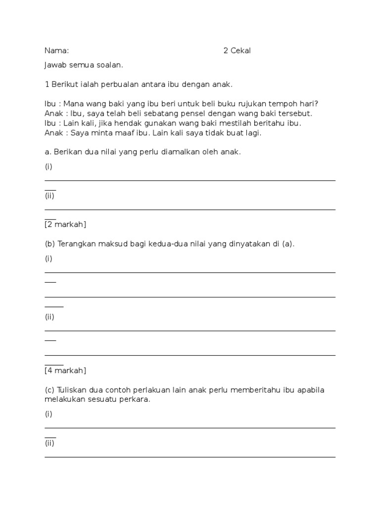 Latihan Moral F2 | PDF