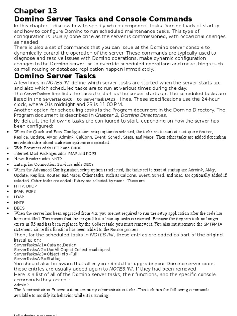 Domino Command | PDF | Ibm Notes | Command Line Interface