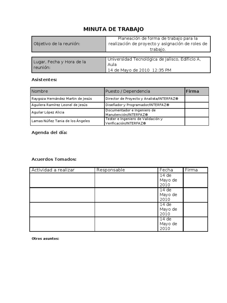 Formato De Minuta De Reunion De Trabajo Word Para Trabajadores Vrogue ...
