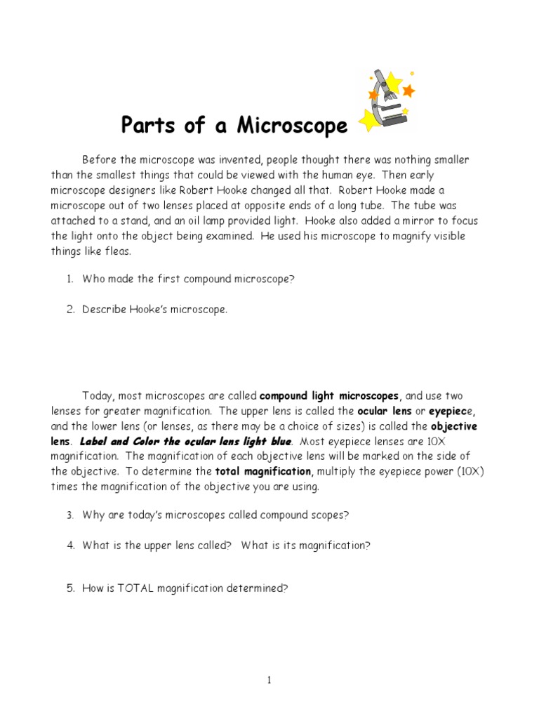 Parts of A Microscope | PDF | Lens (Optics) | Electromagnetic Radiation