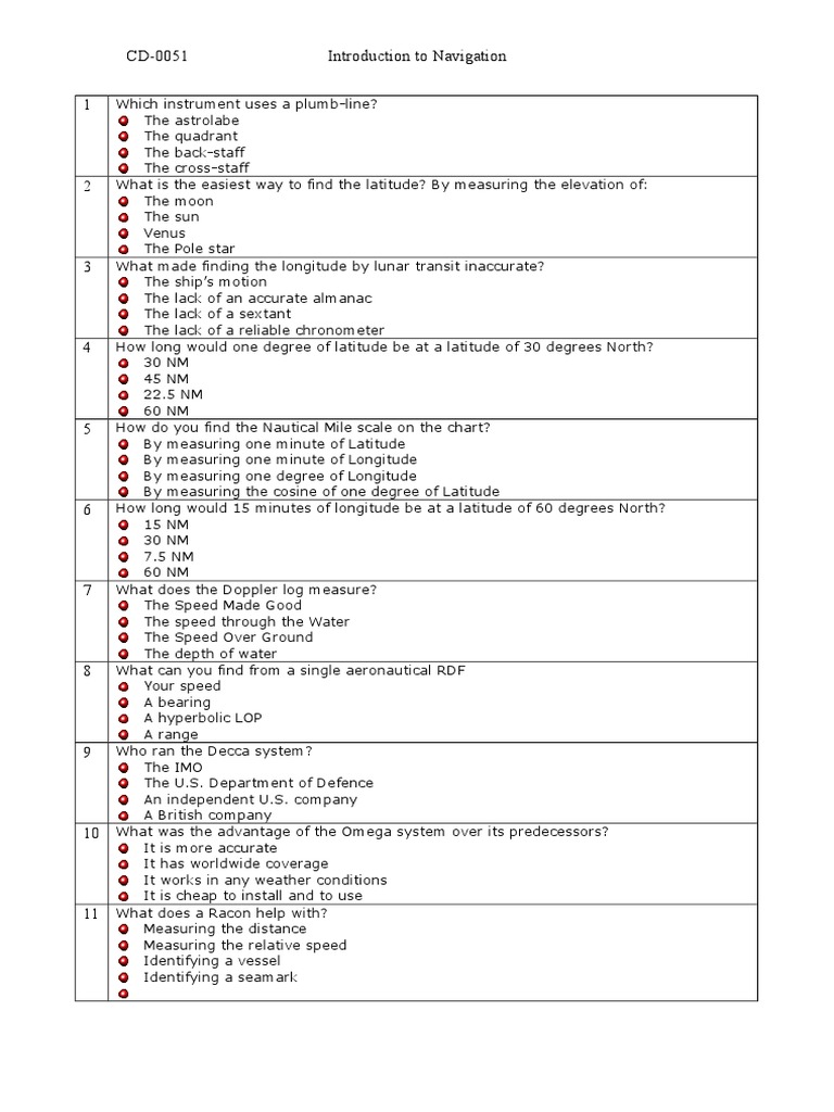 Introduction To Navigation Q&A | PDF | Navigation | Scientific Observation