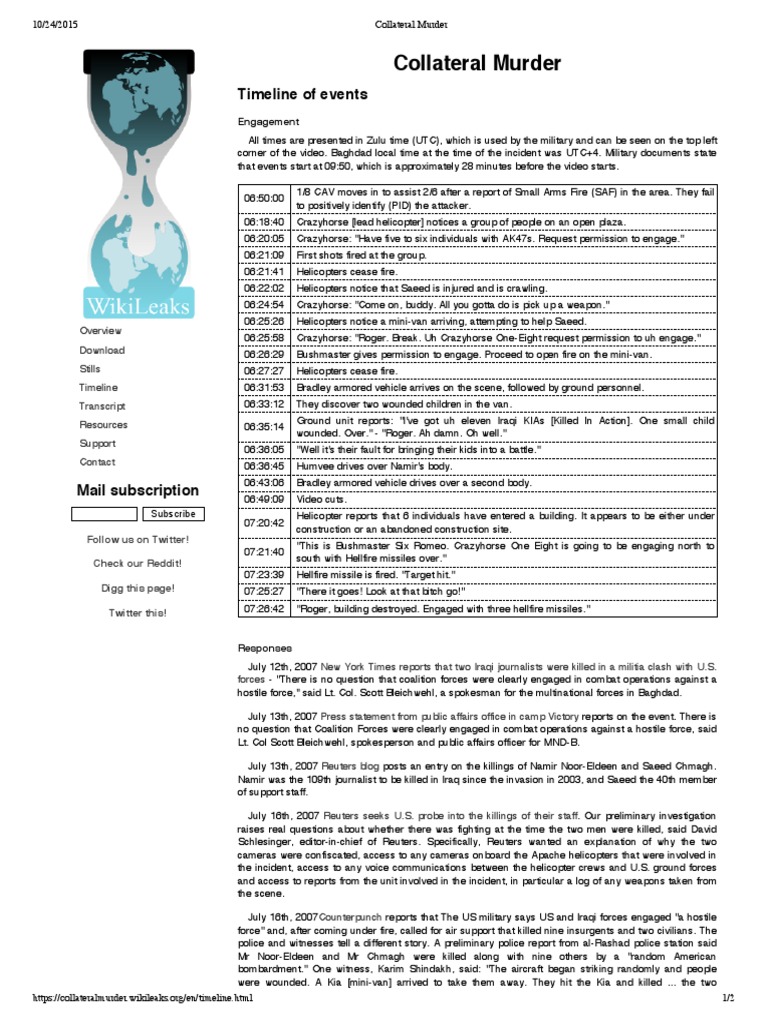 Collateral Murder Timeline of Events | PDF | Conflicts | Military