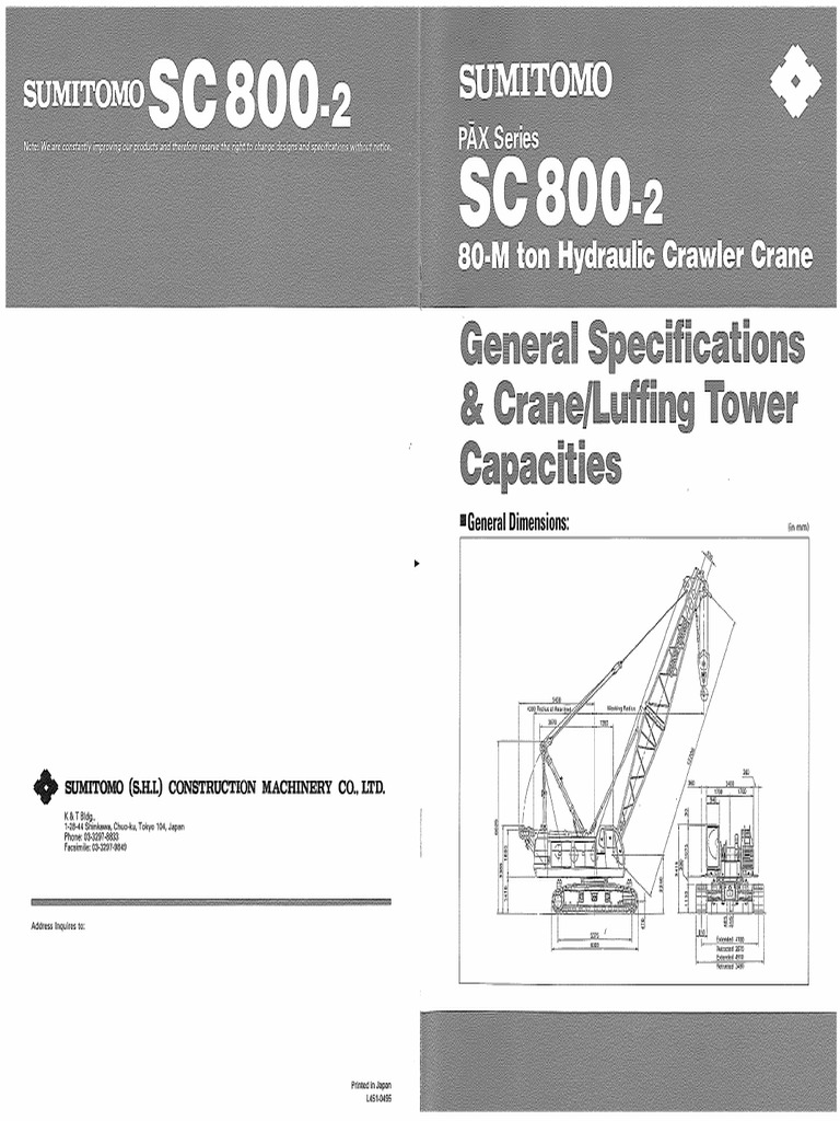 Load Chart Sumitomo (Sc-800-2) | PDF
