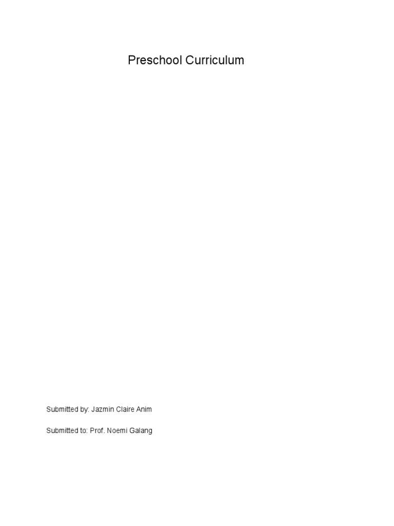 Preschool Curriculum | PDF | Early Childhood Education | Teachers