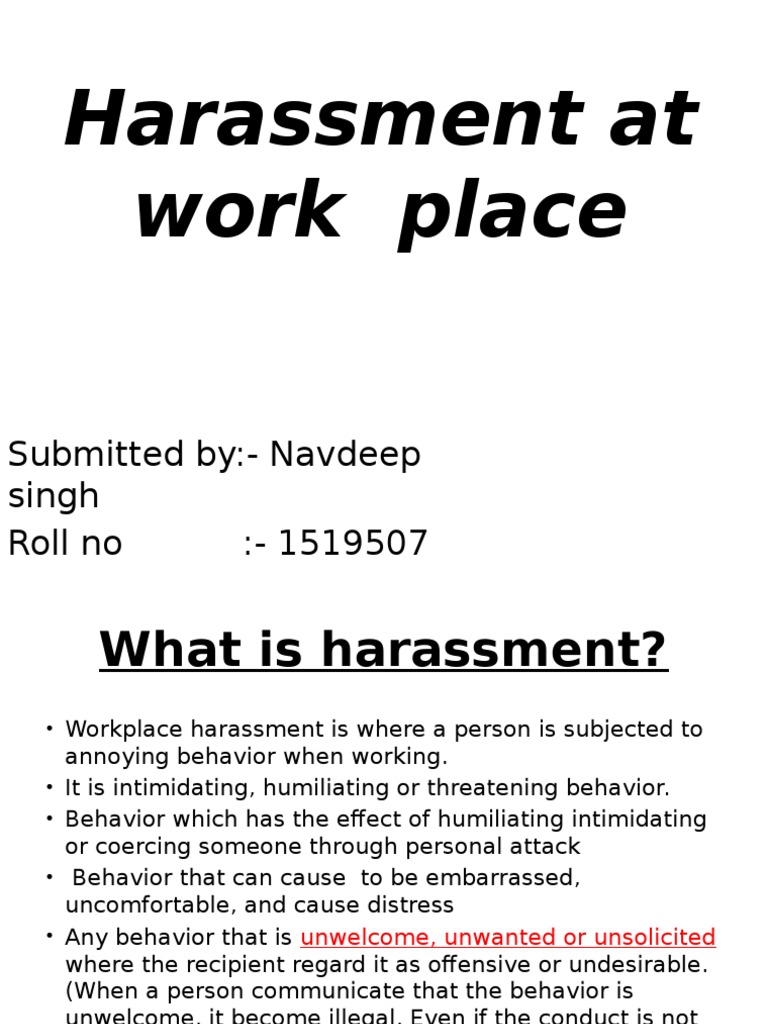 Harassment at Work Place | PDF