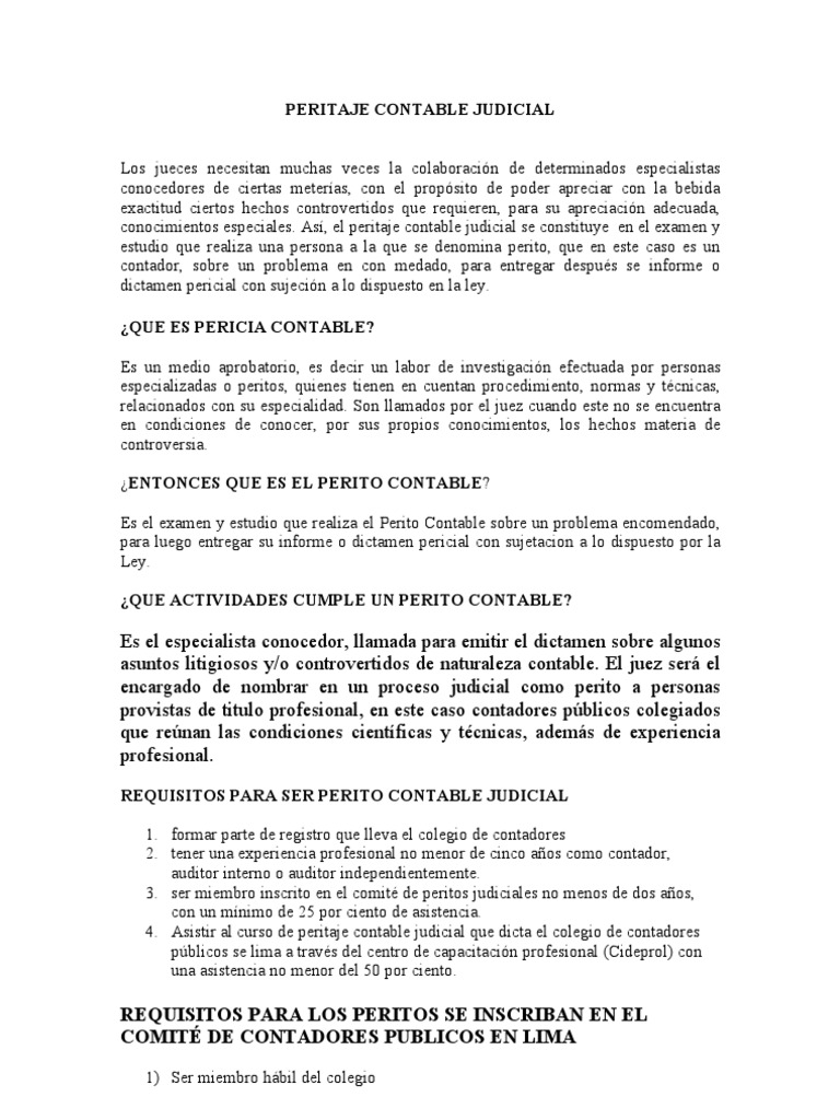 Peritaje Contable Judicial: Guía 2025 | PDF