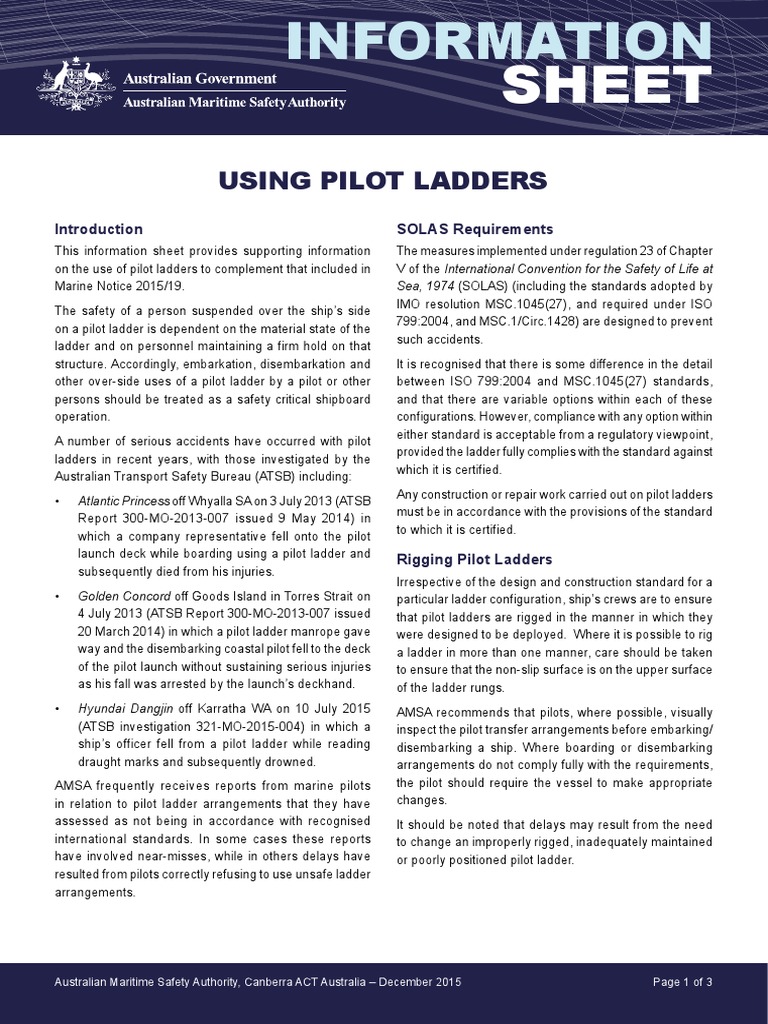 AMSA399 - Pilot Ladders | Ships | Maritime Pilot