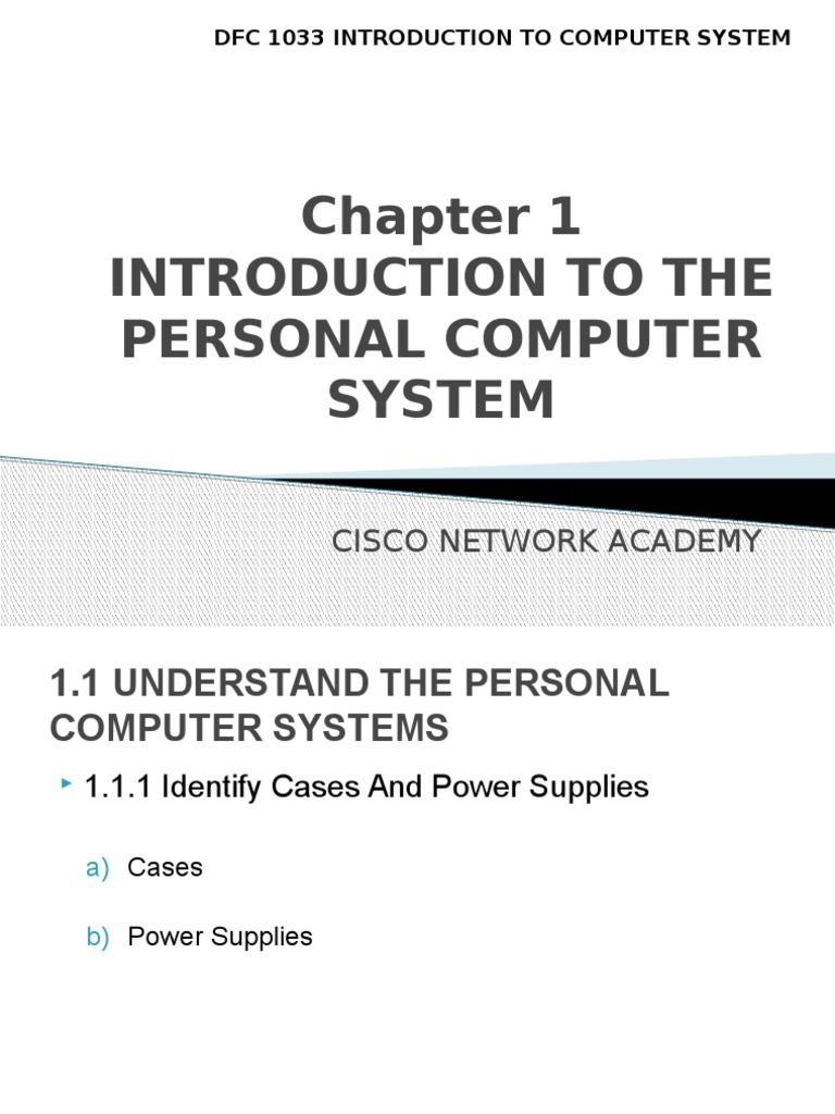 1.0 Introduction To The Personal Computer System | PDF | Computer Data ...