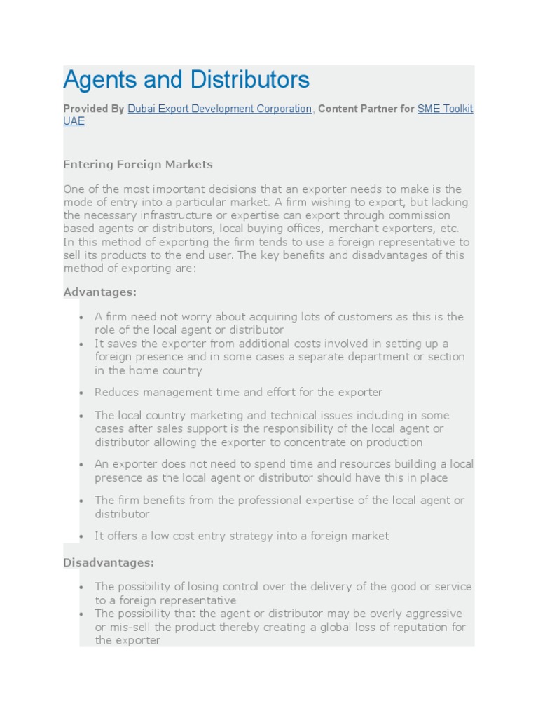 Selecting the Right Export Model: A Comparison of Using Agents or ...