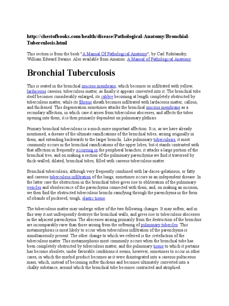 Primary Bronchial Tuberculosis: A Detailed Examination of the ...