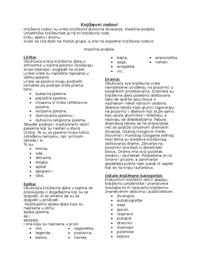 Književni Rodovi | PDF