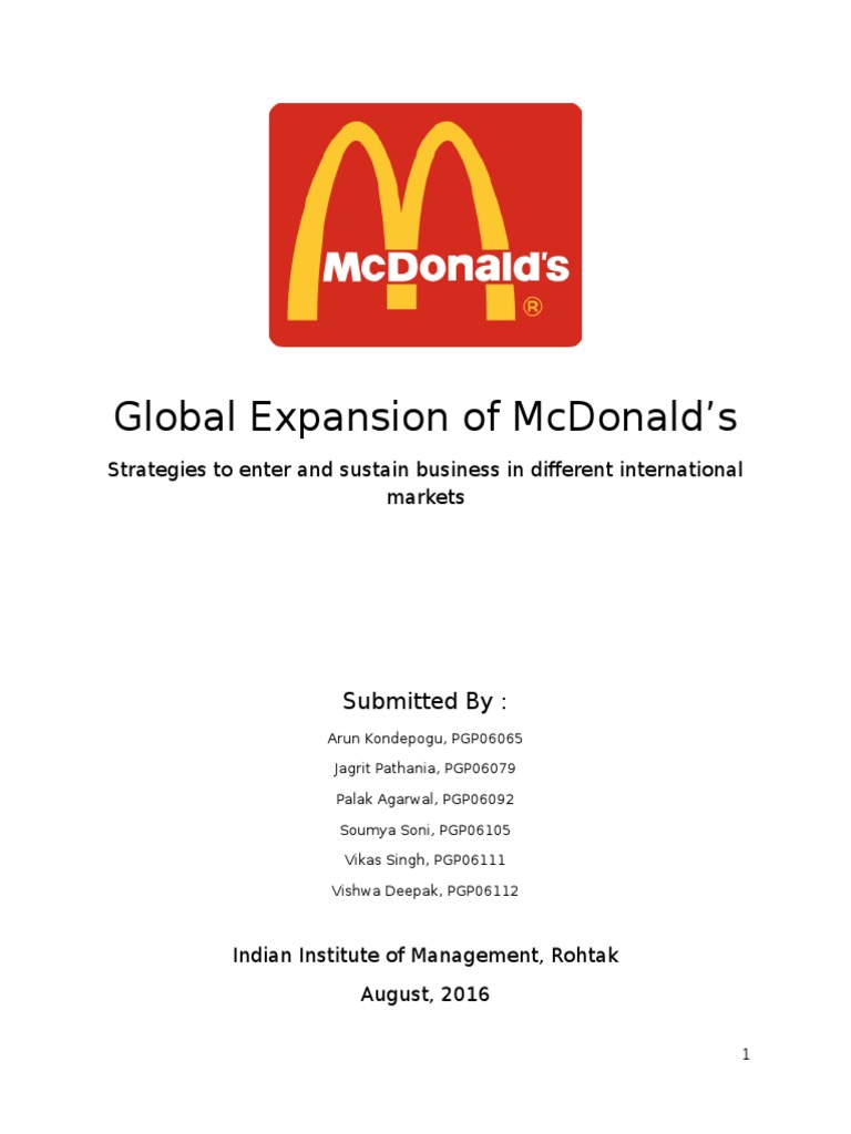 McDonalds Internation Strategy | PDF | Fast Food Restaurants | Mc Donald's