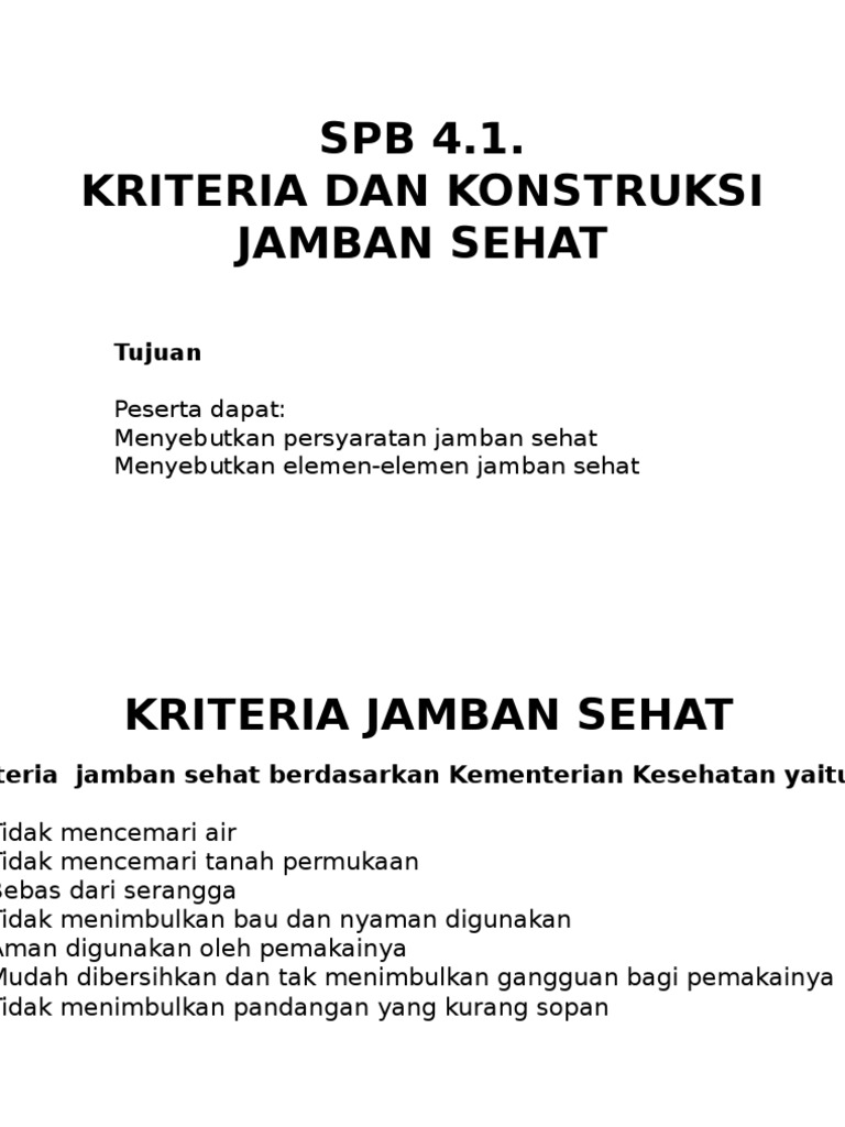 Kriteria Dan Konstruksi Jamban Sehat | PDF