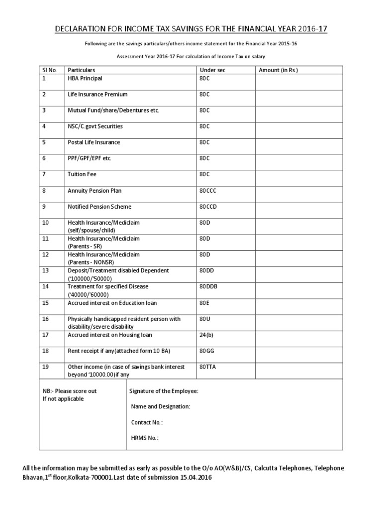 Declaration For Income Tax | PDF