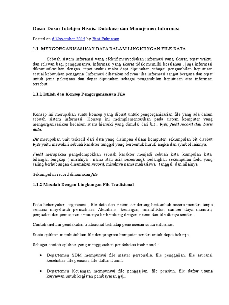 Dasar Dasar Intelijen Bisnis | PDF