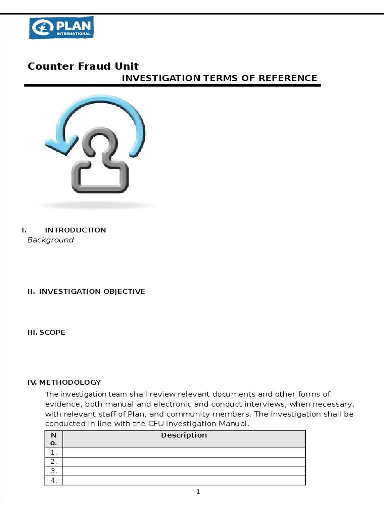 Counter Fraud Unit: Investigation Terms of Reference | PDF