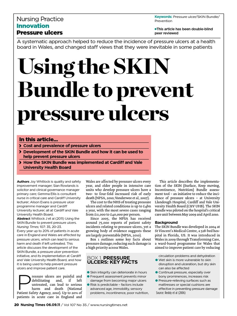Using the SKIN Bundle to Prevent Pressure Ulcers | PDF | National ...