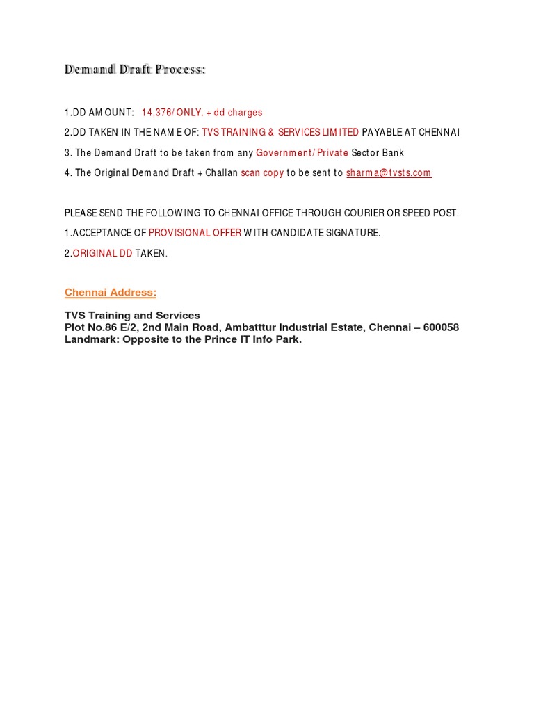 Demand Draft Process PDF | PDF