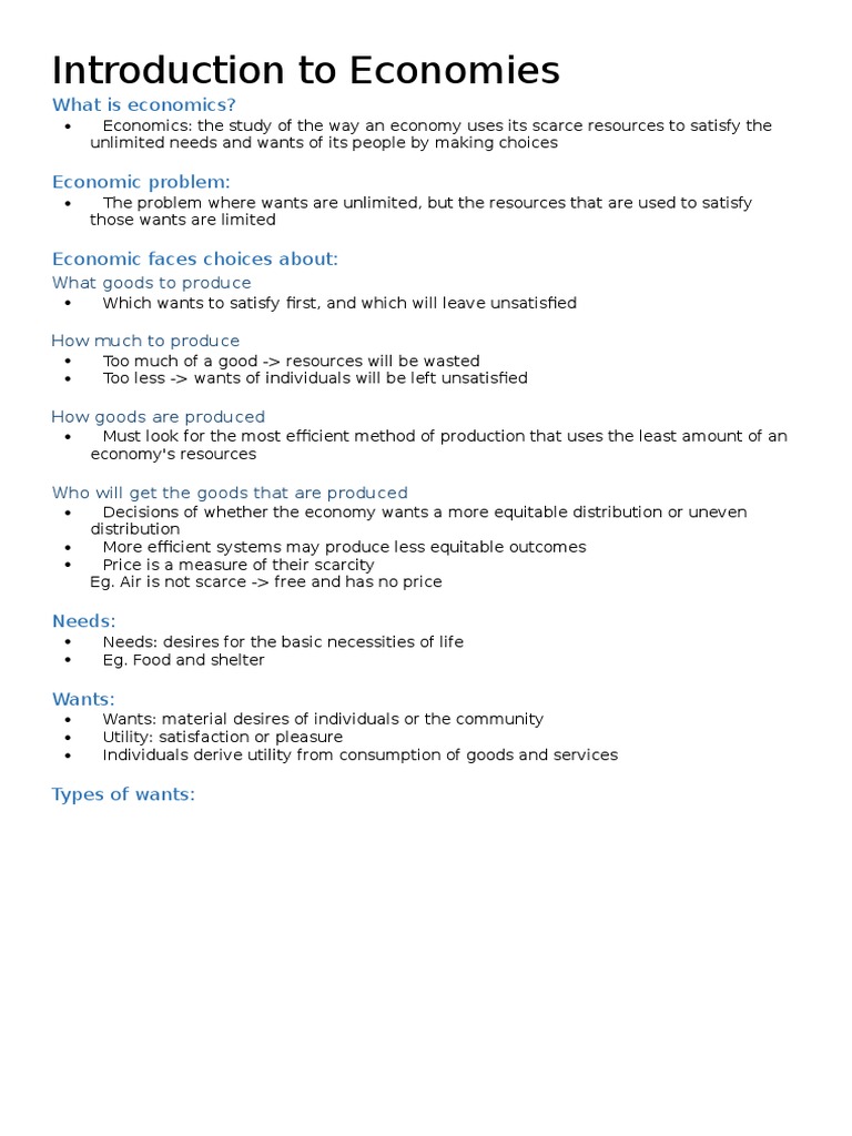 Introduction To Economies | PDF | Saving | Economics