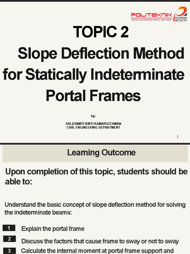2 Slope Deflection Method For Statically Indeterminate Portal Frame | PDF | Beam (Structure ...